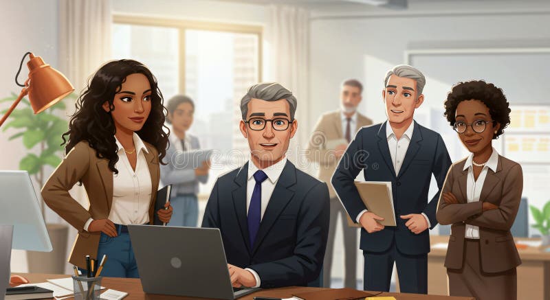 Animated Business Work Office Stock Illustration - Illustration of ...