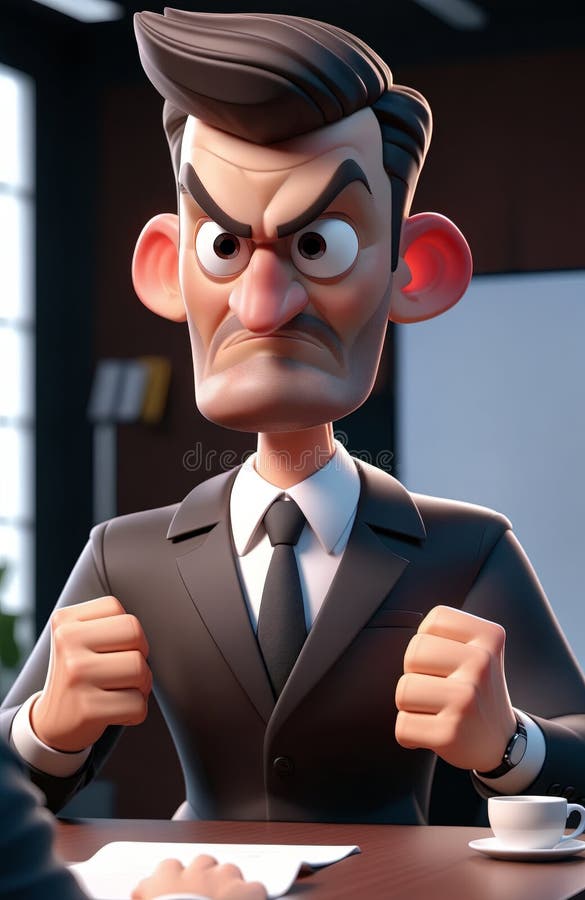 Animated Businessman Expressing Intense Anger in Office Setting Stock ...