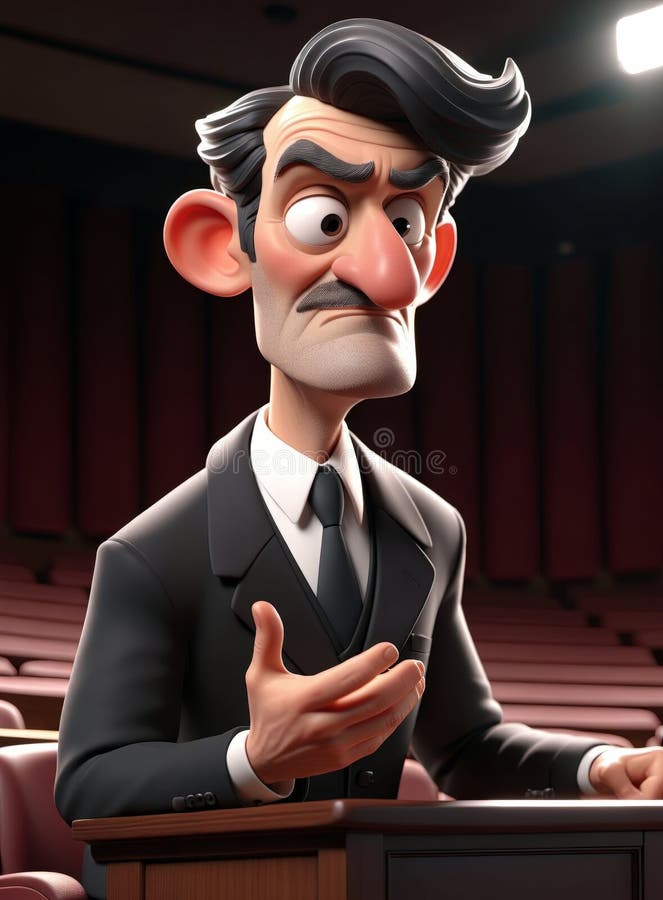 Animated Businessman Presenting Confidently at Dramatic Theater Stock ...