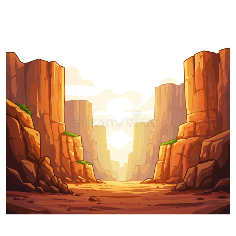 Animated Canyon Landscape Featuring Towering, Reddish-brown Cliffs on ...