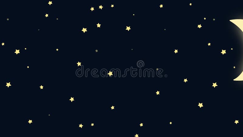 Animated Cartoon Crescent Moon with Starry Night Stock Footage - Video ...