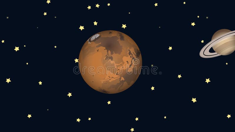 Animated Cartoon Mars and Saturn on a Starry Night Stock Video - Video ...