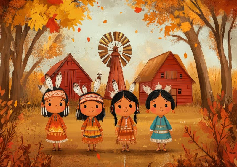 Cute Native American Indigenous Girl Cartoon Stock Photos - Free ...