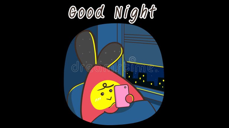 Animated Cartoon Using Phone before Bed - Transparent Background Stock ...