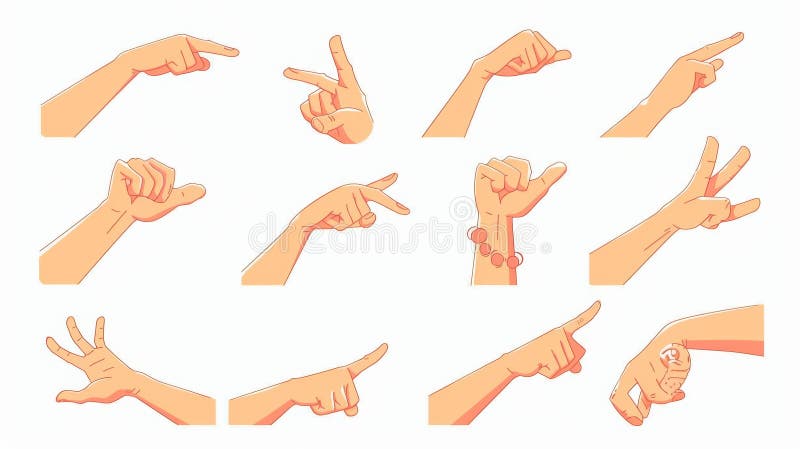 Animated Cartoon Woman Hand Gesture Illustration Set. Hand Gesture ... Animated Cartoon Woman Hand Gesture Illustration Set. Hand Gesture ...