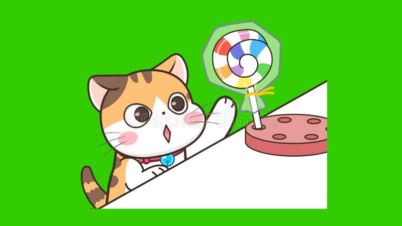 Animated Cat Craves Candy - Green Screen Stock Footage - Video of ...