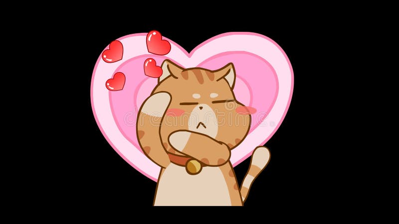 Animated Cat Dancing with Hearts - Transparent Background Stock Footage ...