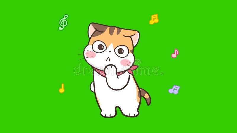 Animated Cat Dancing with Musical Notes - Green Screen Stock Video ...