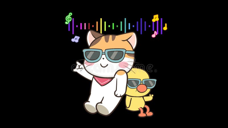 Animated Cat and Duck Dance Collision - Transparent Background Stock ...
