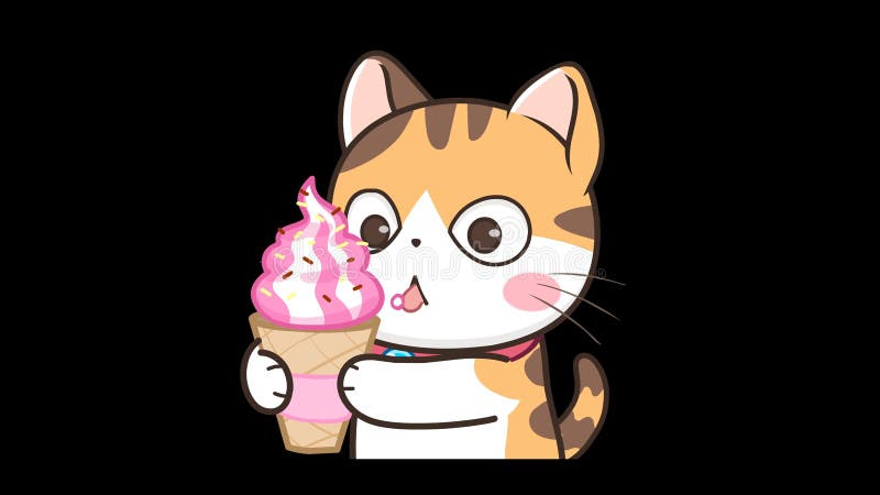 Animated Fat Cat Eating Food with Transparent Background for Video ...