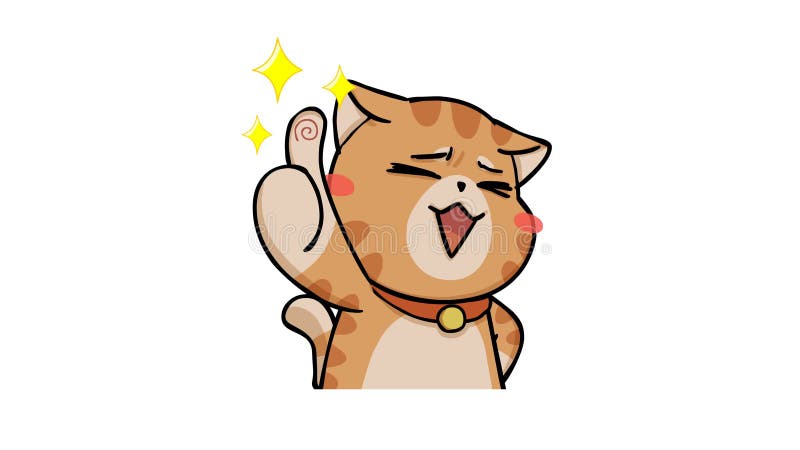 Animated Cat Giving Thumbs Up - White Background Stock Footage - Video ...