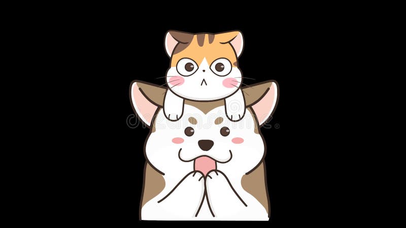 Animated Cat and Husky Waving - Transparent Background for Easy ...