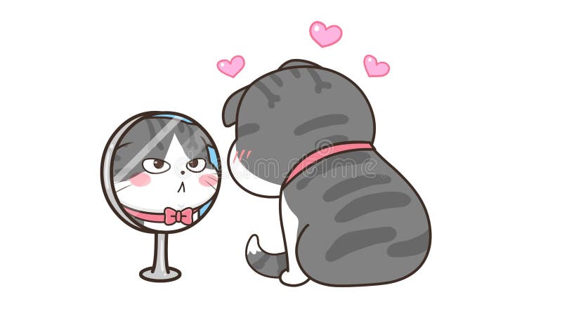 Animated Cat Looking into a Mirror White Background Stock Footage ...