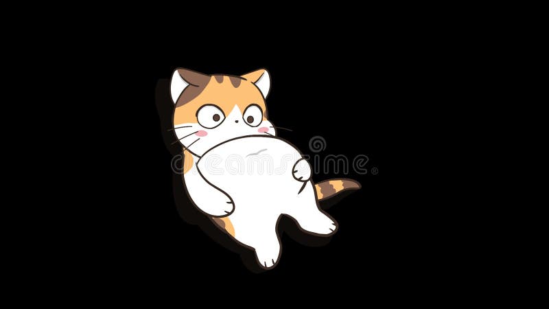 Animated Cat Lying on Back Showing Belly - Transparent Background Stock ...