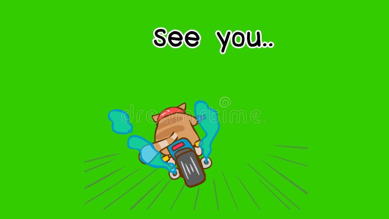 Animated Cat Riding Motorcycle Goodbye - Green Screen Stock Footage ...