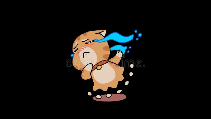 Animated Cat Running and Crying Transparent Background Stock Video ...
