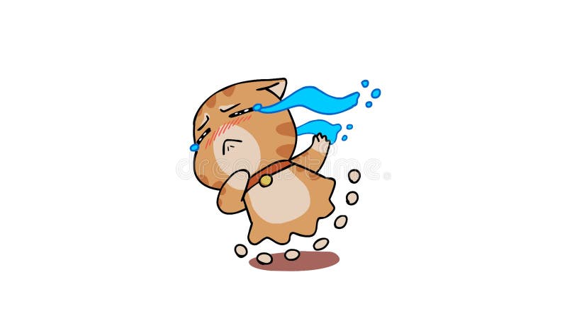 Animated Crying Cat with Running Snot - Transparent Background Stock ...