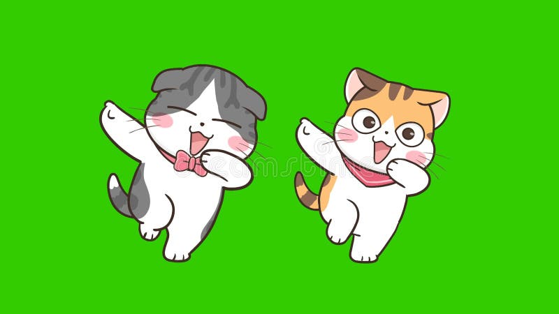 Animated Cats Enjoying a Dance - Green Screen Stock Video - Video of ...