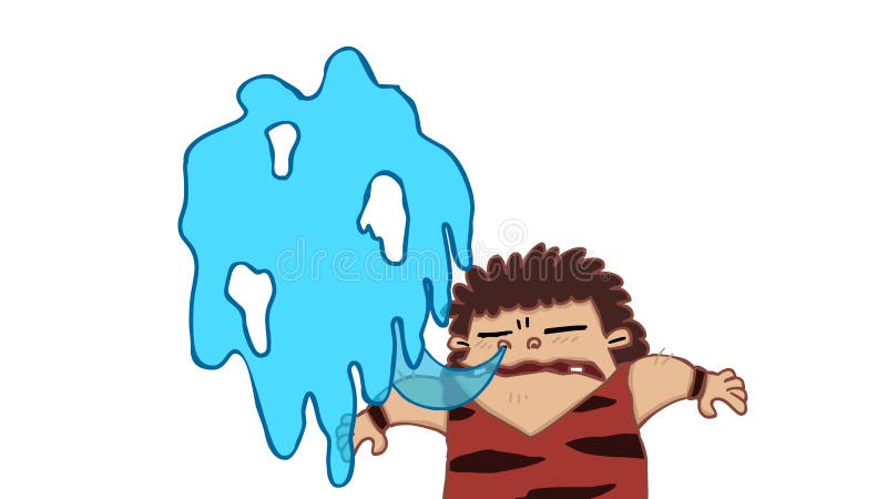 Animated Caveman with a Cold and Runny Nose - White Background Stock ...