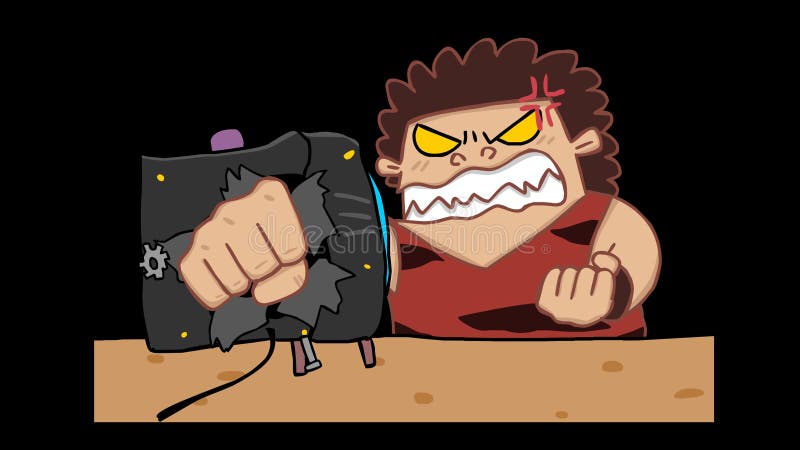 Animated Caveman Punching TV - Transparent Background Stock Footage ...
