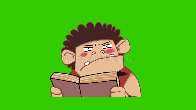 Animated Caveman Reading a Book - Green Screen Stock Footage - Video of ...