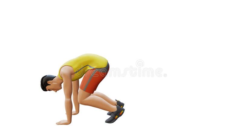 Animated Character Doing Half Burpees Stock Video - Video of seamless ...