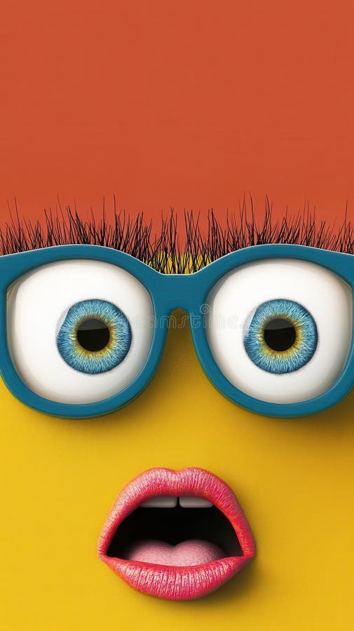 Animated Character with Exaggerated Features, Surprised Look Stock ...