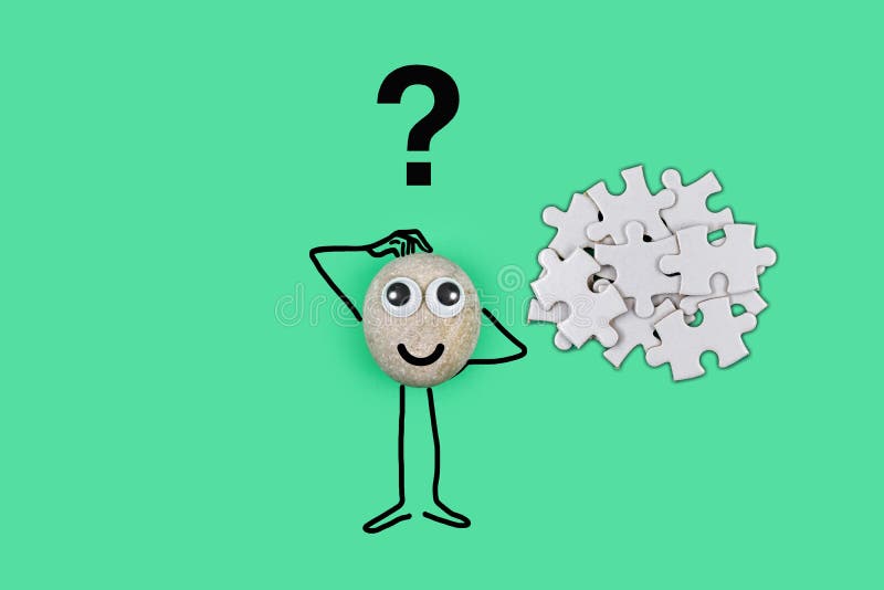 Animated Character from a Pebble with a Happy Face Thinking through a ...