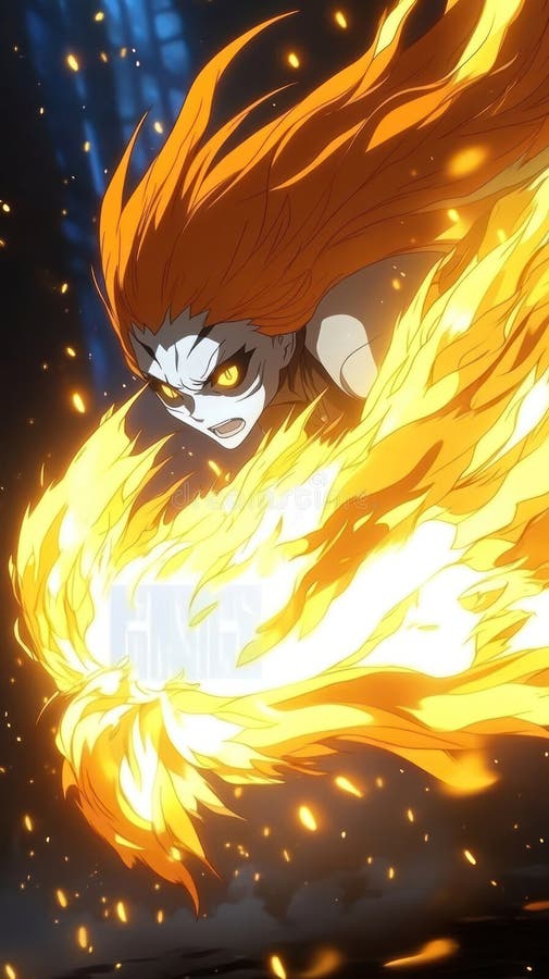 An Animated Character Unleashing Fiery Powers in a Dynamic Action Scene ...