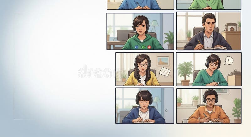 Diverse Animated Students and Professionals Engage in Remote Learning ...