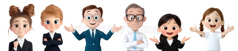 3D Characters of Diverse Ages and Styles with Expressive Poses Stock ...