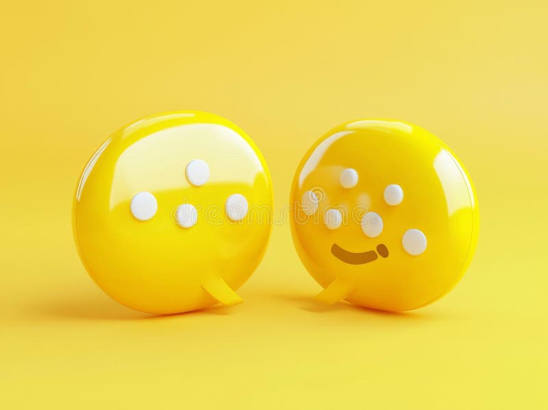 An Animated Chat Scene with Two Yellow Speech Bubbles and a Text Symbol ...