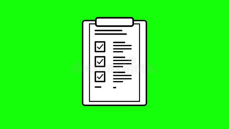 Animated Checklist Board List Icon Green Screen 4k Looping Stock ...