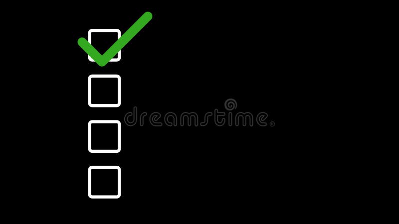 Animated Checklist with Green Checkmarks in Square Boxes. Task ...