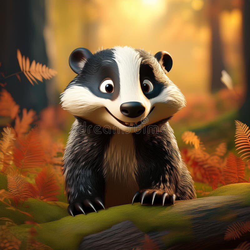 Animated cheerful badger stock illustration. Illustration of cartoon ...