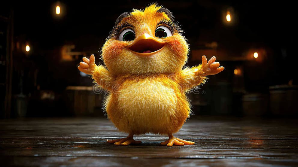 Animated Chick, Happy and Welcoming Stock Illustration - Illustration ...