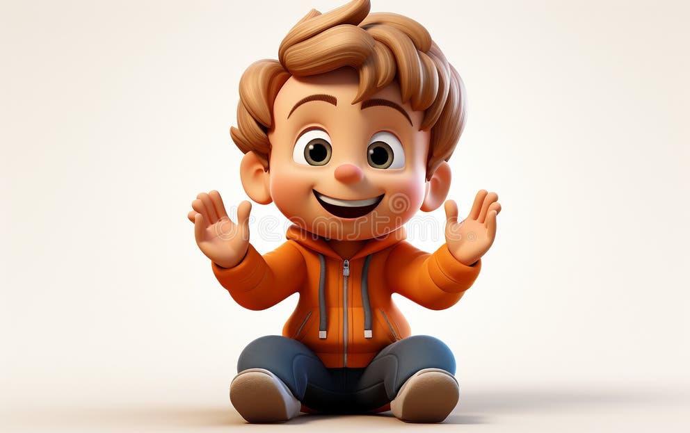 Animated Child in 3D Animation. Generative by Ai Stock Illustration ...