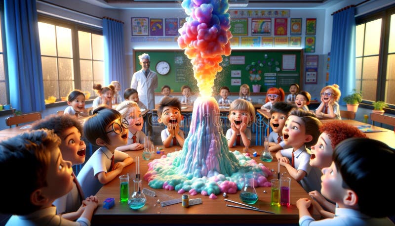 Animated Children Celebrating with Candy Explosion Stock Illustration ...