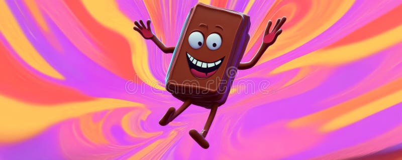 Animated Chocolate Bar Character with Colorful Background Stock Image ...