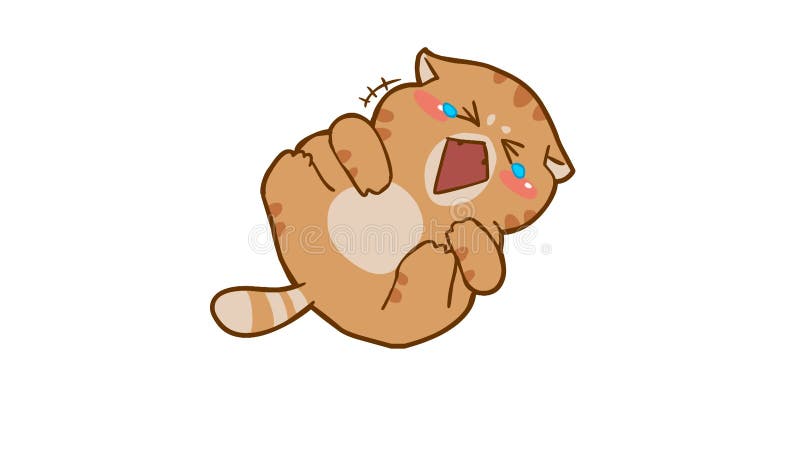 Animated Chubby Cat Laughing and Rolling - White Background Stock ...