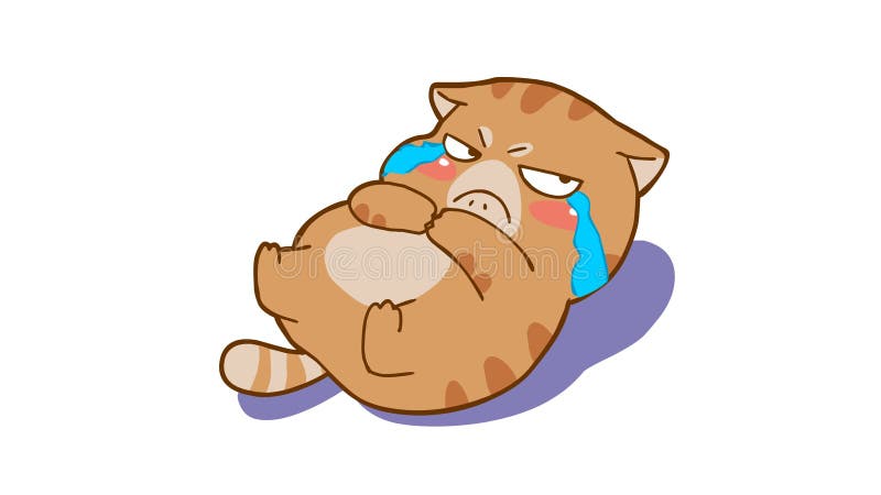 Animated Chubby Cat Pouting with Tears - White Background Stock Video ...