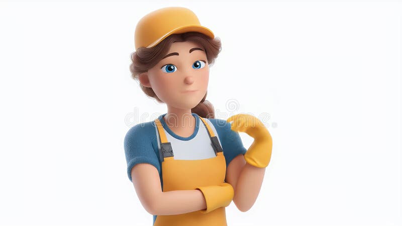 Animated Cleaning Lady Gestures: Explaining, Confident, and Pointing ...