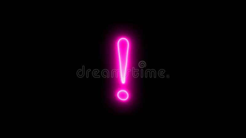 Neon Light Glowing Exclamation Mark on Black Background. Stock ...