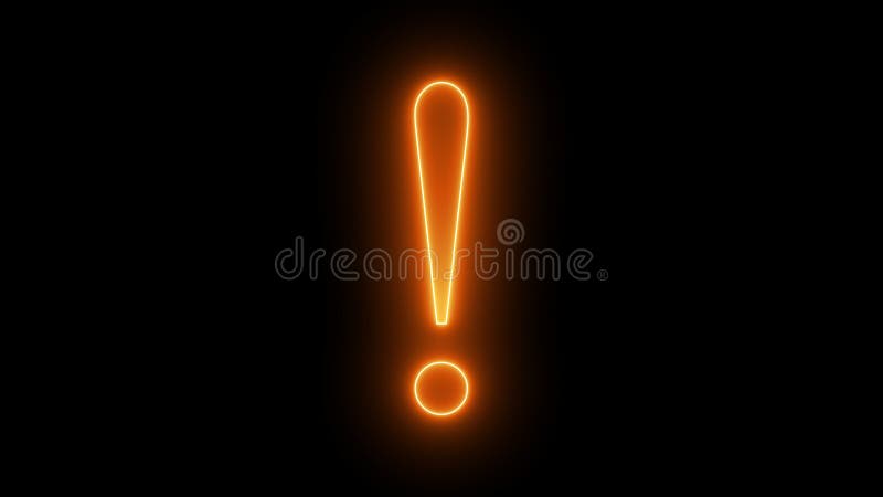 Neon Light Glowing Exclamation Mark on Black Background. Stock ...