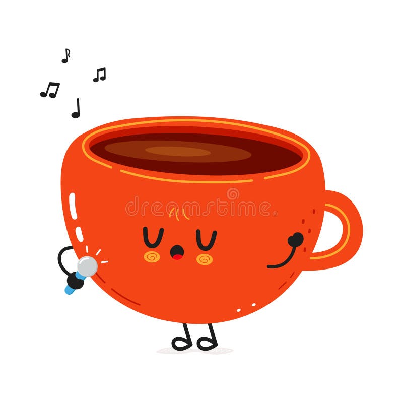 An Animated Coffee Cup Enthusiastically Singing with a Microphone ...