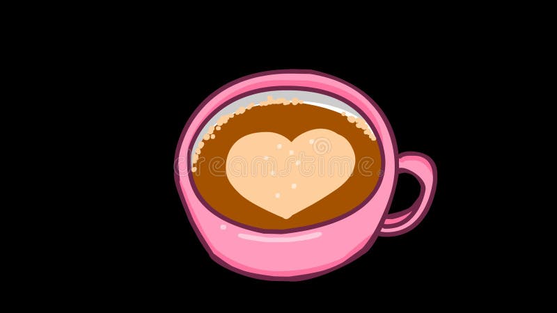 Animated Coffee Cup Heart Shape - Transparent Background Stock Footage ...