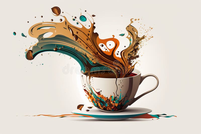Animated Cup of Coffee Tea in Flat White Mug Clipart Icon Cartoon ...