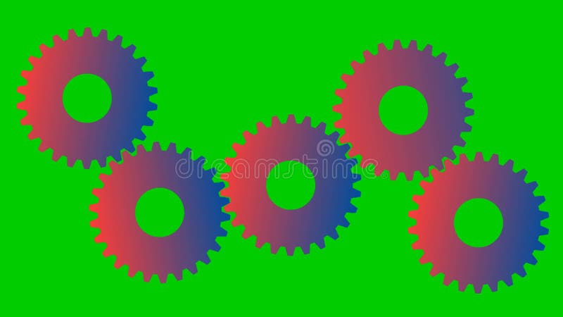 Animated Color Gears Spin Isolated on Green Background. Stock Video ...