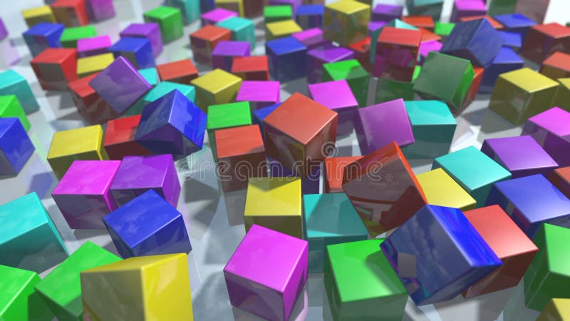Colorful Animated Cube Blocks Falling Down. 3D Rendering 4K Stock Video ...