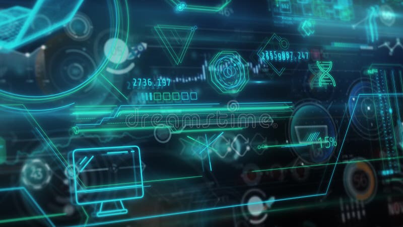 Moving Wall of Infographics about Artificial Intelligence. Stock Video ...